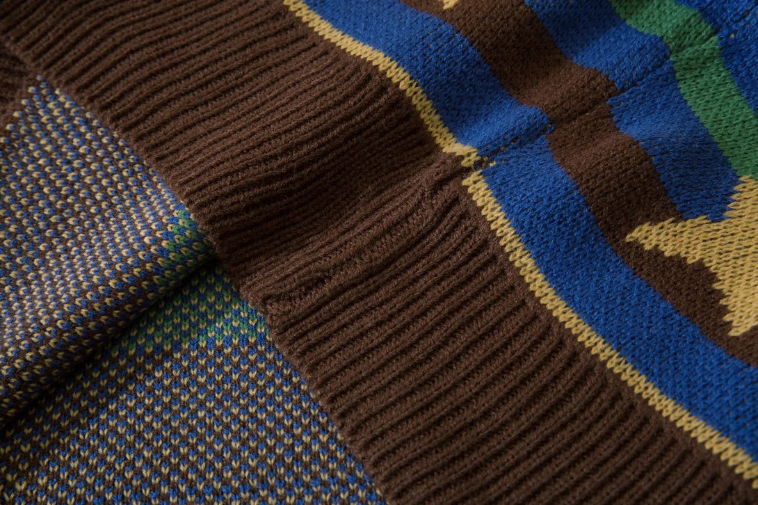 Vintage Striped Star Knitted Sweater – DAXUEN