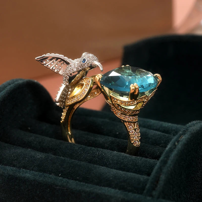 Luxury Metal Carving Bird Ring – DAXUEN