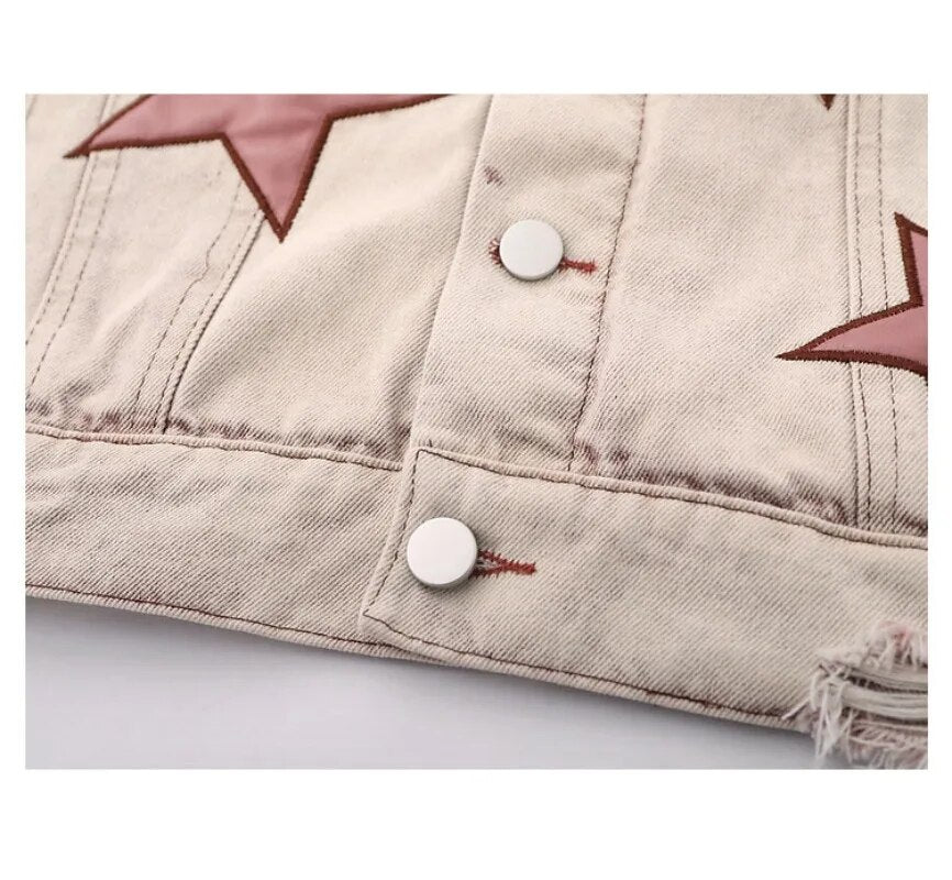 Y2k Star Embroidery Denim Jacket – DAXUEN