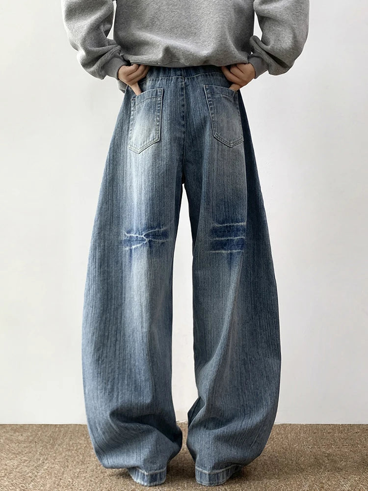 American Style Blue Hip Hop Wide Leg Jeans – DAXUEN