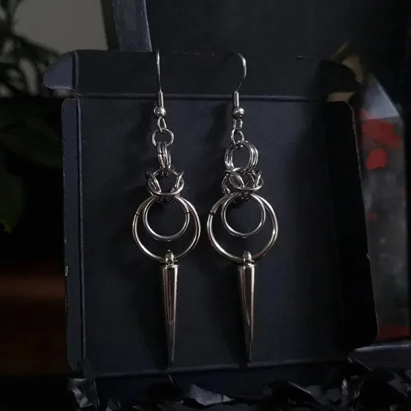 Gothic Spike Loop Stainless Steel Earrings – DAXUEN