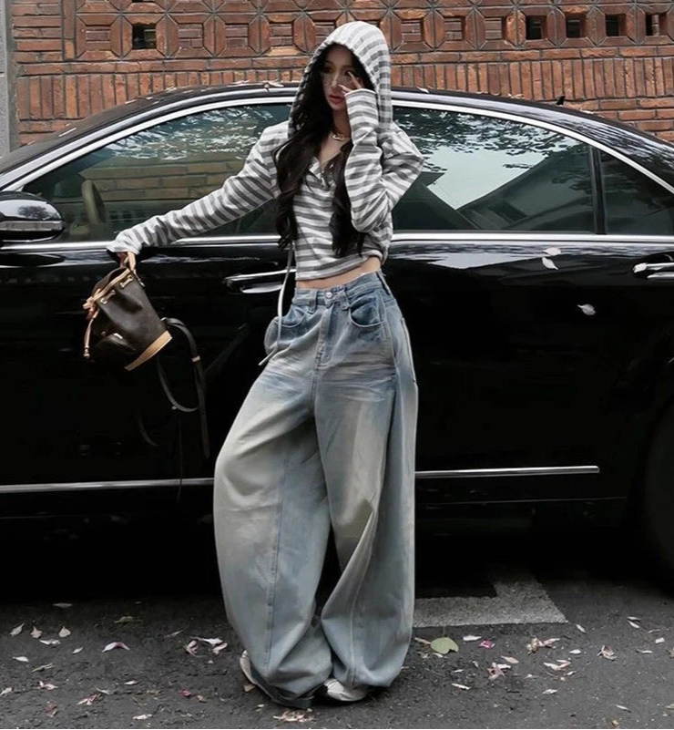 Japanese 2000s Style Oversized Blue Denim Jeans – DAXUEN