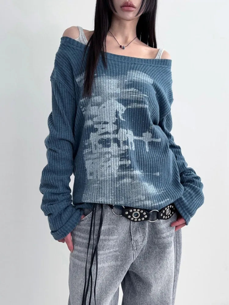 Sweet Grunge Collar Printing Long Sleeve T-Shirt – DAXUEN