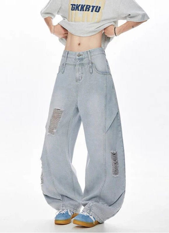 Signature Streetwear Oversized 2000s Style Casual Jeans – DAXUEN