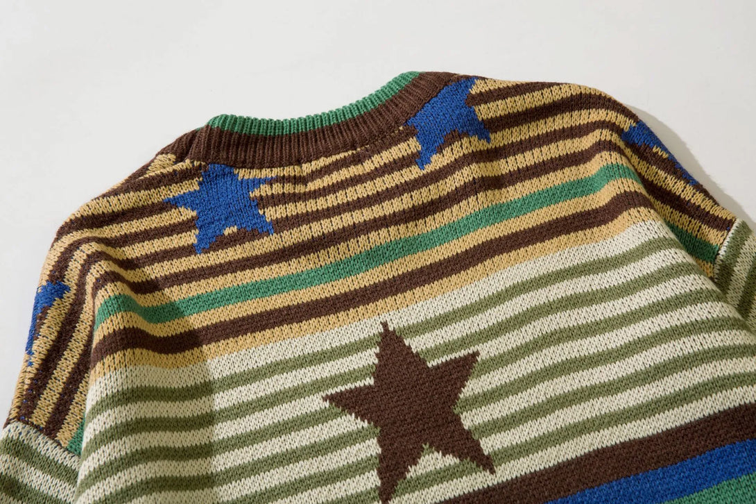 Vintage Striped Star Knitted Sweater – DAXUEN