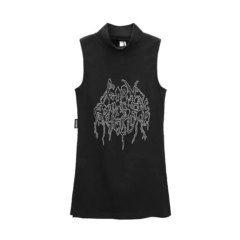 Black Gothic Tank Cyber Y2K Top – DAXUEN