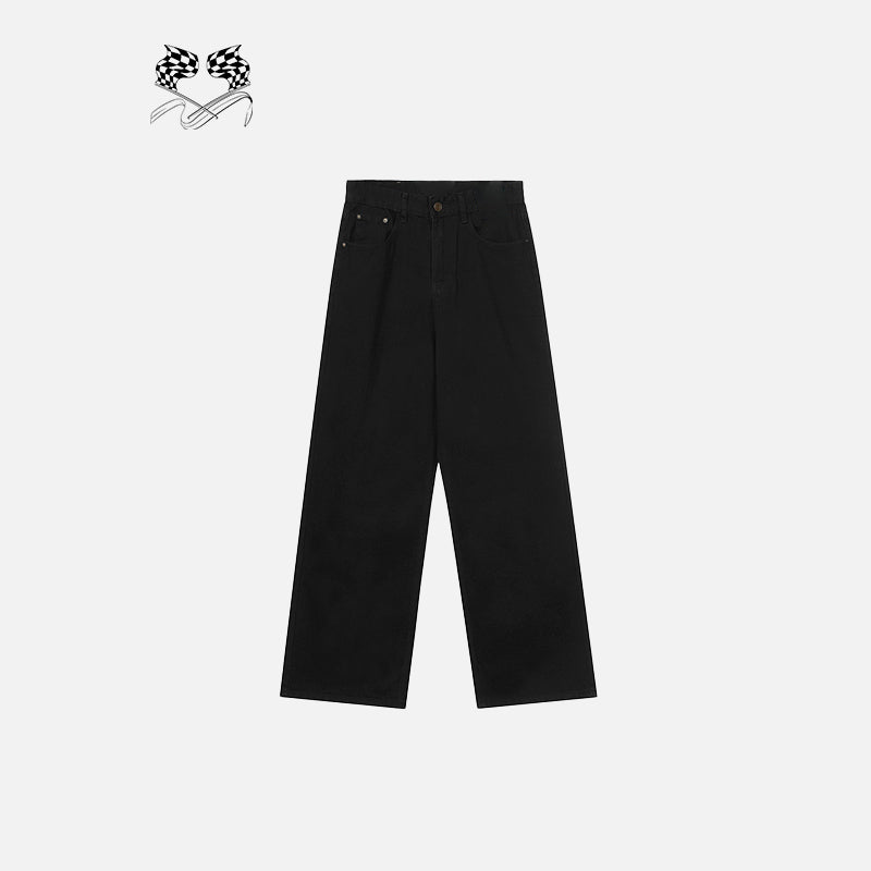 Solid Color Simple Wide Denim Pants – DAXUEN