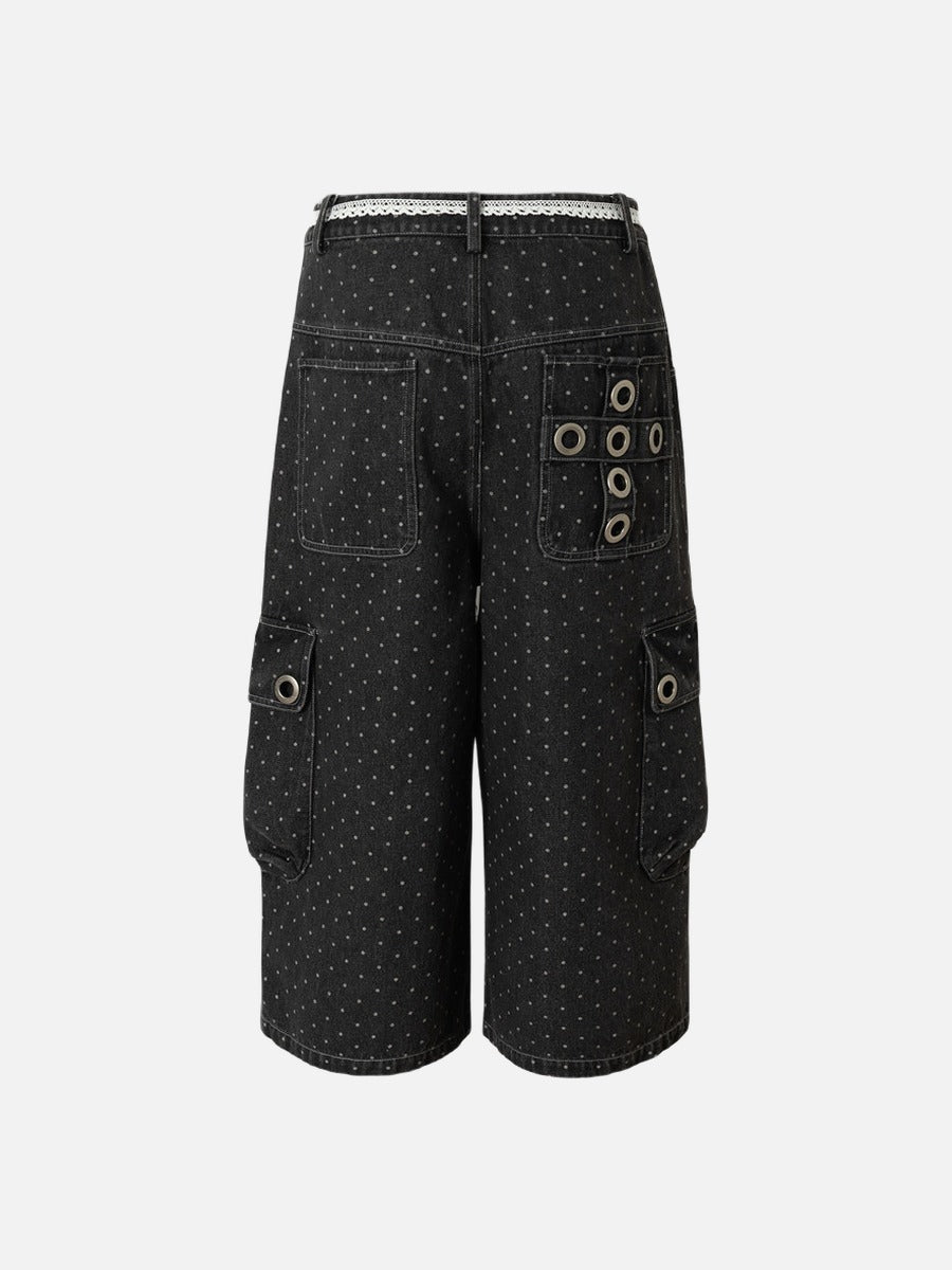 Polka Dot Wide-Leg Cargo Pants by DAXUEN - Trendy Streetwear