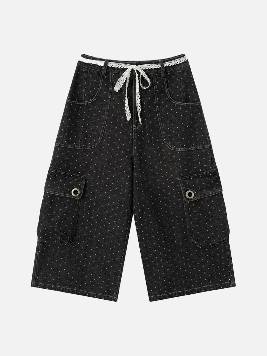 Polka Dot Wide-Leg Cargo Pants by DAXUEN - Trendy Streetwear