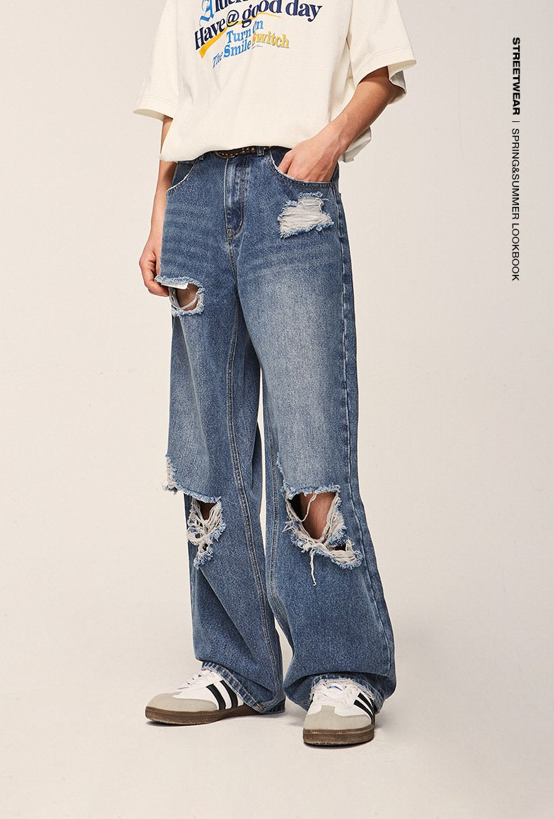 Loose Denim Ripped Washed Jeans – DAXUEN