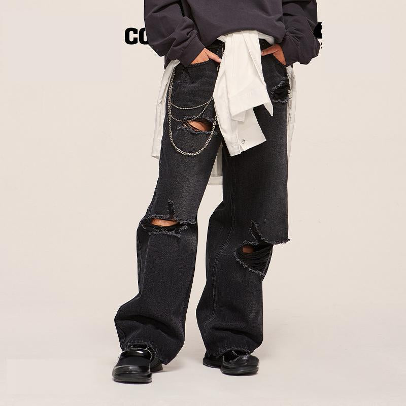 Loose Denim Ripped Washed Jeans – DAXUEN
