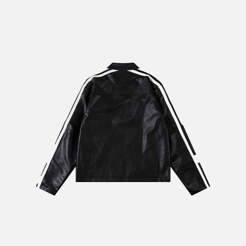 Women's Leather Crop Racing Jacket – DAXUEN