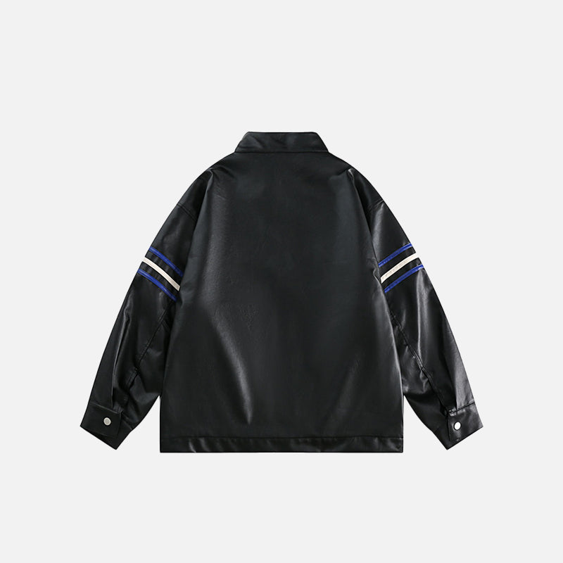 Y2K Star Patchwork Motorcycle Leather Jacket – DAXUEN
